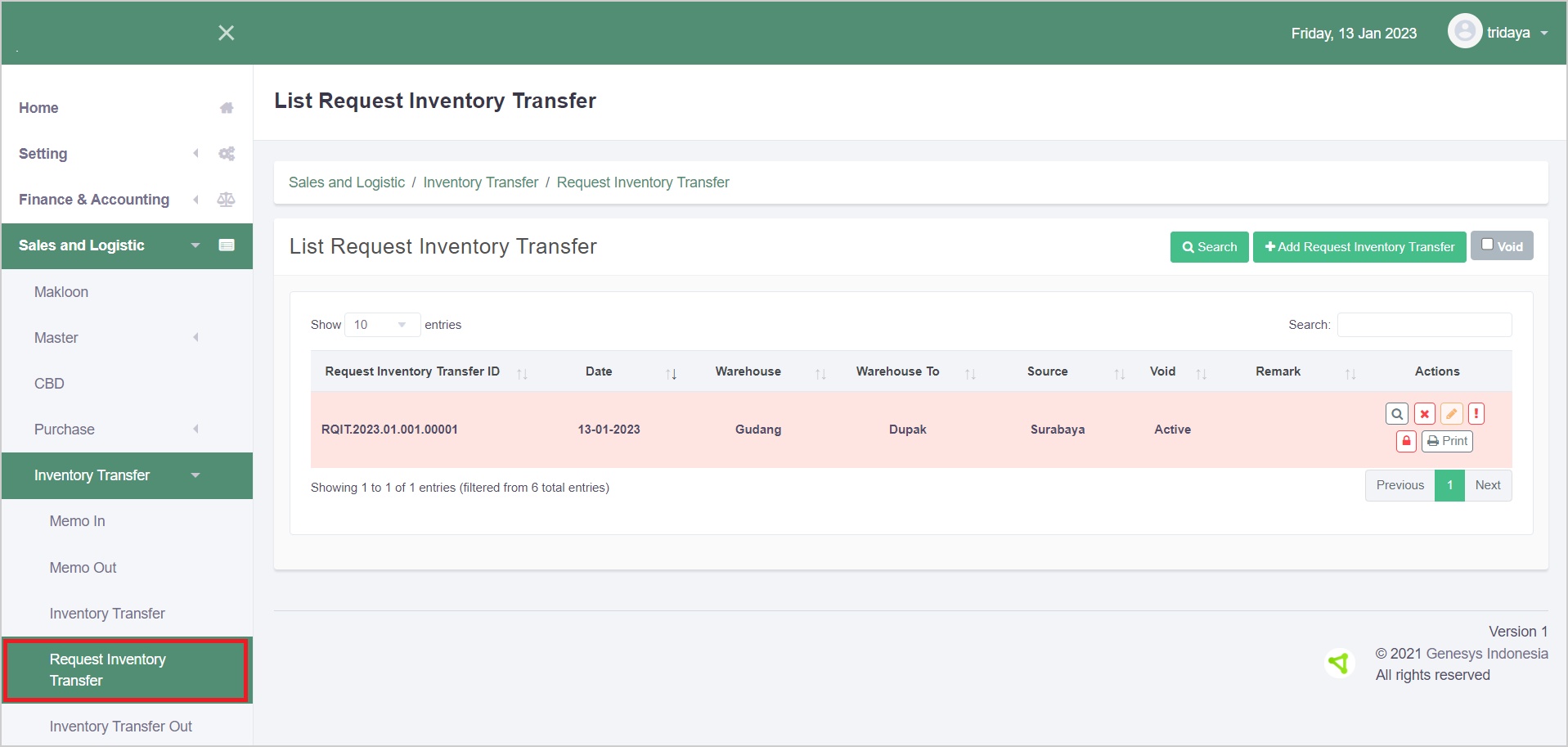 Inventory Transfer | SALMON - Tri Daya Kreasi